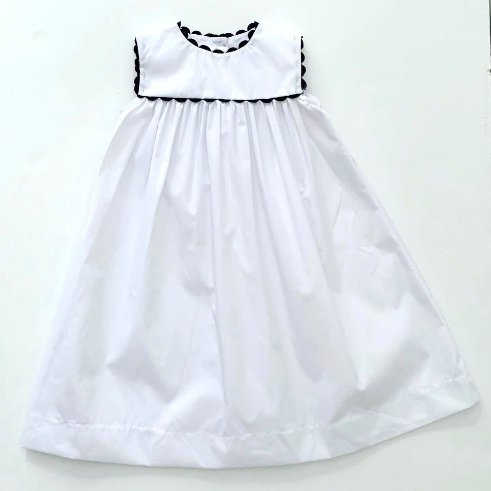 White Dress with Ric Rac Trim – Bayou Blanks