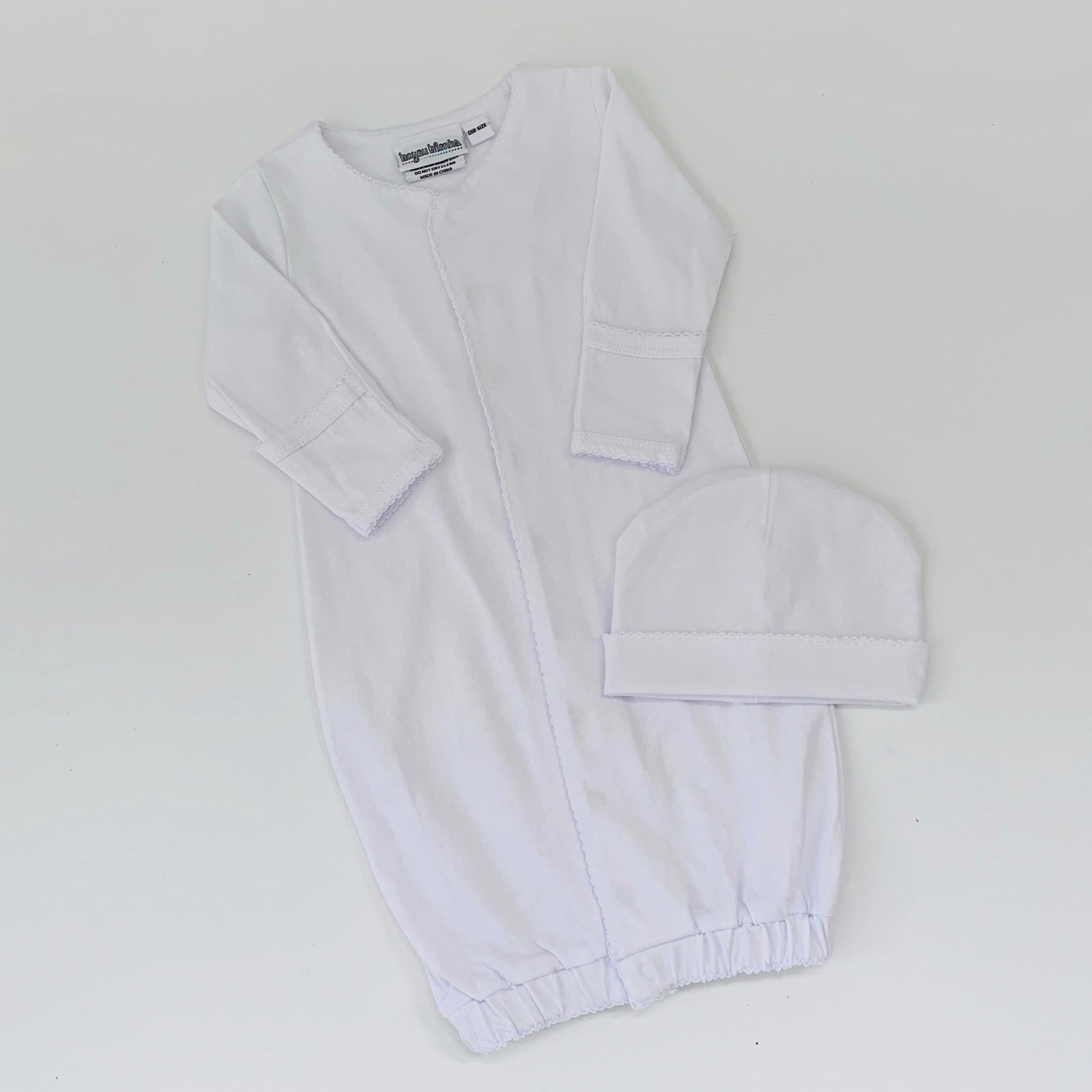 Picot Trim Gown with Hidden Snaps – Bayou Blanks
